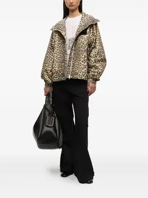 GANNI Hooded Blouson Jacket With Logo Patch - Multicolor