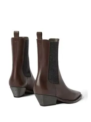Brunello Cucinelli Leather Ankle Boots - Multicolor