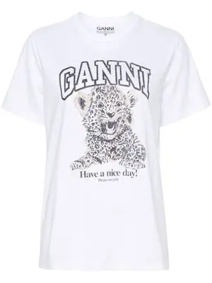 GANNI GANNI Printed Cotton T-Shirt Multicolor