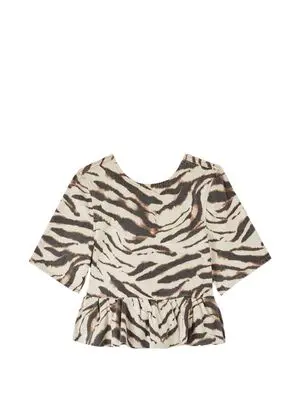 GANNI Zebra Print Organic Cotton Top - Multicolor
