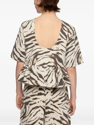GANNI Zebra Print Organic Cotton Top - Multicolor