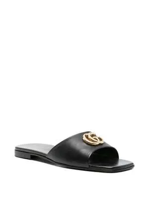 Gucci Gg Marmont Leather Flat Sandals - Multicolor