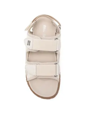 Miu Miu Paneled Sandals With Logo Detail