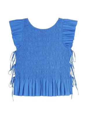 GANNI Organic Cotton Smocked Top - Multicolor