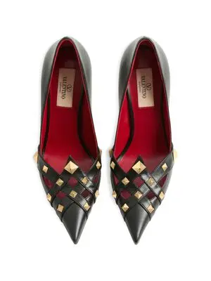 Valentino Garavani Studded Leather Pointed Toe Stiletto Pumps - Multicolor