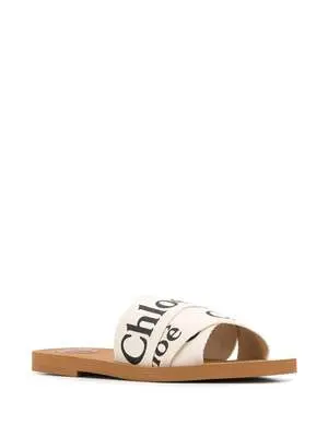 Chloé Woody Linen Slides - Multicolor