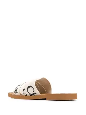 Chloé Woody Linen Slides - Multicolor