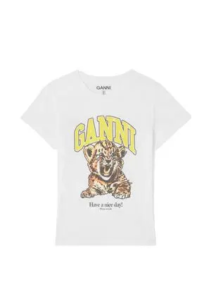 GANNI GANNI Graphic Print Cotton T-Shirt Multicolor