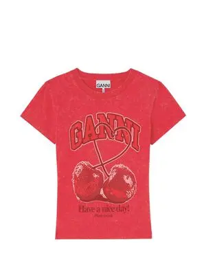 GANNI GANNI Printed Cotton T-Shirt Multicolor