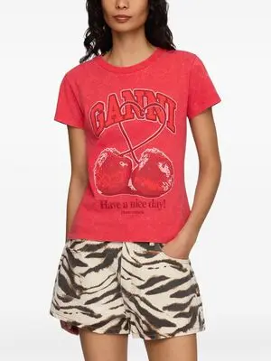 GANNI Printed Cotton T-shirt - Multicolor