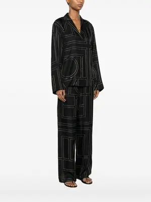 TOTEME Monogram Silk Pajama Shirt - Multicolor