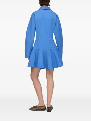 GANNI Organic Cotton Shirtdress With Ruffle Hem And Logo Patch - Multicolor