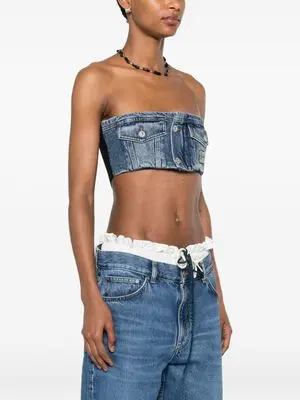 Miu Miu Denim Strapless Cropped Top - Multicolor