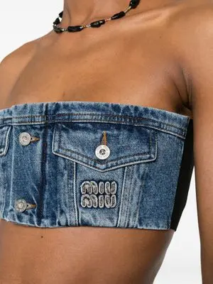 Miu Miu Denim Strapless Cropped Top - Multicolor