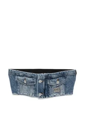 Miu Miu Denim Strapless Cropped Top - Multicolor
