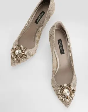 Dolce & Gabbana Lace Pumps With Crystal Brooch Detailing