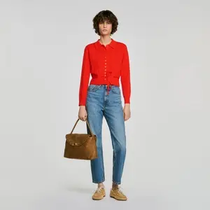 Sandro Le Grand Bazaar Suede Bag - Beige
