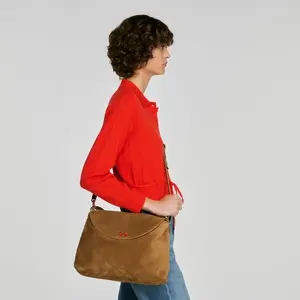 Sandro Le Grand Bazaar Suede Bag - Beige