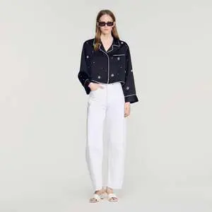Sandro Embellished Viscose Pyjama-style Shirt - Black