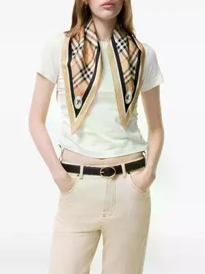 Burberry Check Knight-stamp Silk Scarf