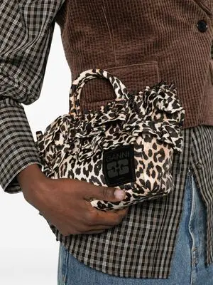 GANNI Leopard Print Nylon Mini Tote Bag - Multicolor