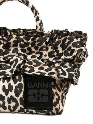 GANNI Leopard Print Nylon Mini Tote Bag - Multicolor