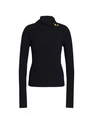 Alberta Ferretti High-neck Sweater With Sculptural Buttons
