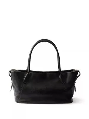 Prada Large Leather Tote Bag - Black