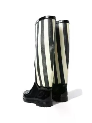 Dolce & Gabbana Striped Knee-high Rubber Boots - Black