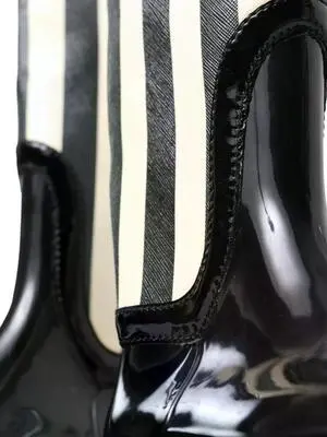 Dolce & Gabbana Striped Knee-high Rubber Boots - Black