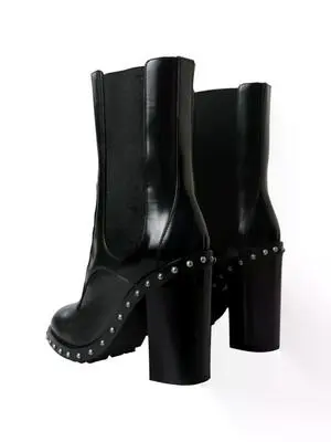 Dolce & Gabbana Leather Studded Lace-up Ankle Boots