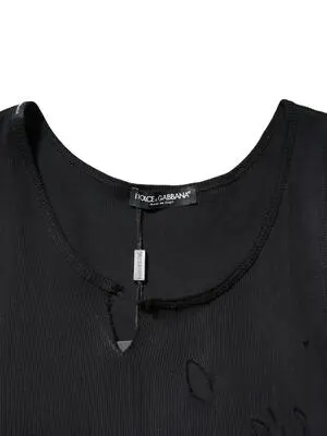 Dolce & Gabbana Distressed Ribbed-knit Tank Top