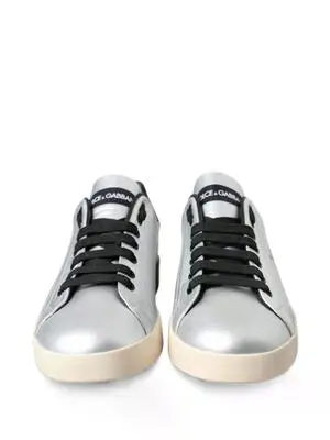 Dolce & Gabbana Portofino Logo-print Metallic Leather Sneakers