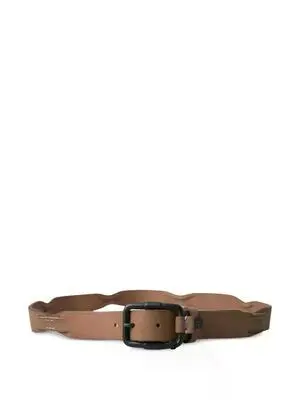 Ermanno Scervino Leather Belt With Logo Plaque
