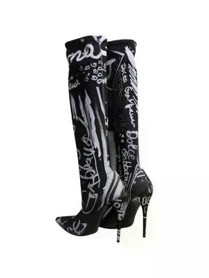 Dolce & Gabbana Graphic Print Stiletto Boots