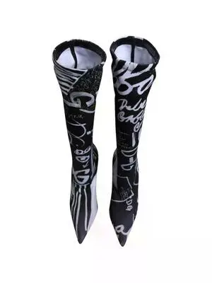 Dolce & Gabbana Graphic Print Stiletto Boots