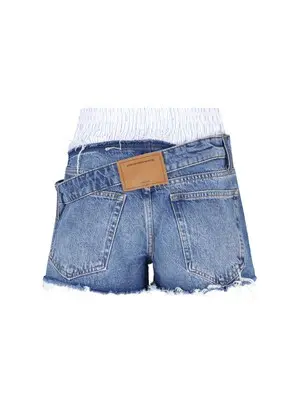 Alexander Wang Boxer Detail Denim Shorts - Blue