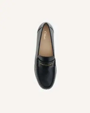 Chloé Leather Loafers With Gold Chain Detail