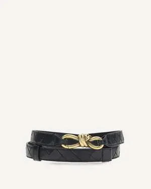 Bottega Veneta Andiamo Belt With Knot Buckle - Black