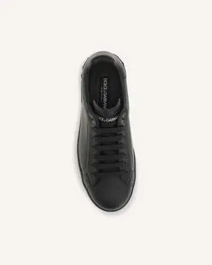 Dolce & Gabbana Portofino Calfskin Leather Sneakers - Black