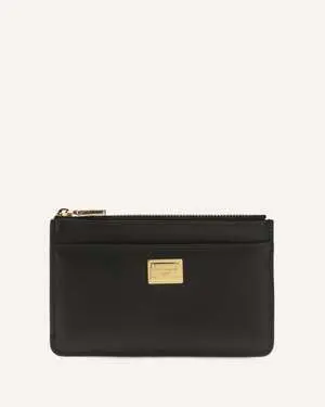 Dolce & Gabbana Leather Zip Card Holder - Black