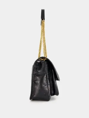 Saint Laurent Niki Medium Vintage Leather Shoulder Bag - Black