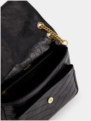 Saint Laurent Niki Medium Vintage Leather Shoulder Bag - Black