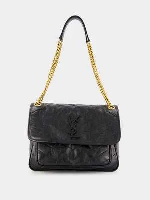 Saint Laurent Niki Medium Vintage Leather Shoulder Bag - Black