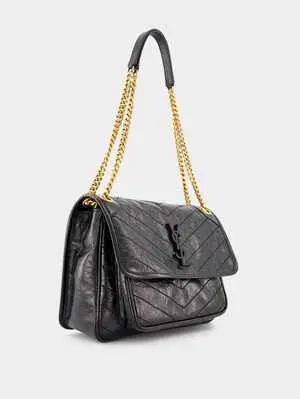 Saint Laurent Niki Medium Vintage Leather Shoulder Bag - Black