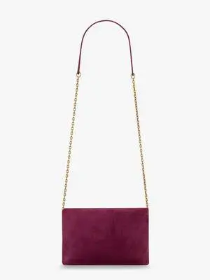 Saint Laurent Suede Crossbody Bag With Metal Cassandre Logo