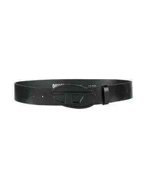 DIESEL® Leather Belt With Logo Buckle