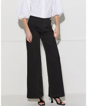 CALLAS MILANO Jane Cotton Stretch Flare Trousers - Black