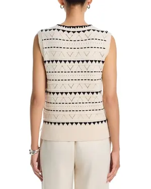 T Tahari Pointelle Knit Sleeveless Sweater