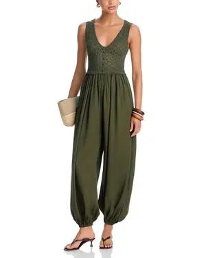 Aqua Crochet Balloon Jumpsuit